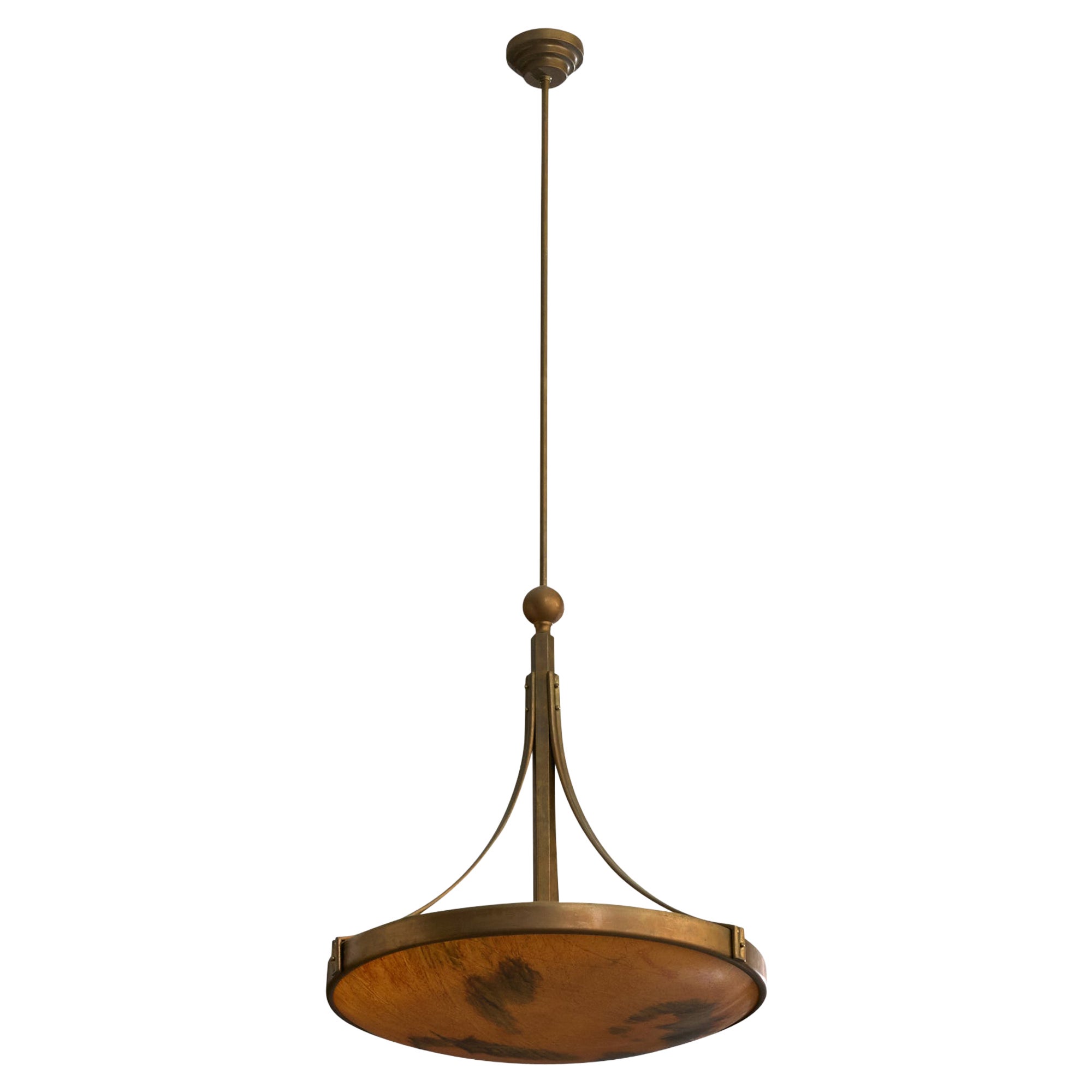 Brass and Smoked Glass Pendant Lamp by Temde, Germany 1970s For Sale at ...