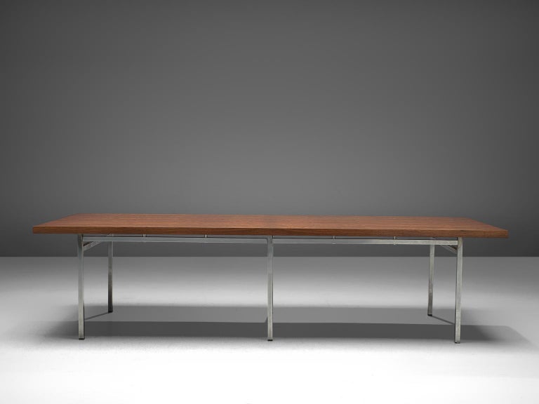 German Dining Table in Rosewood and Chromed Steel For Sale at 1stDibs