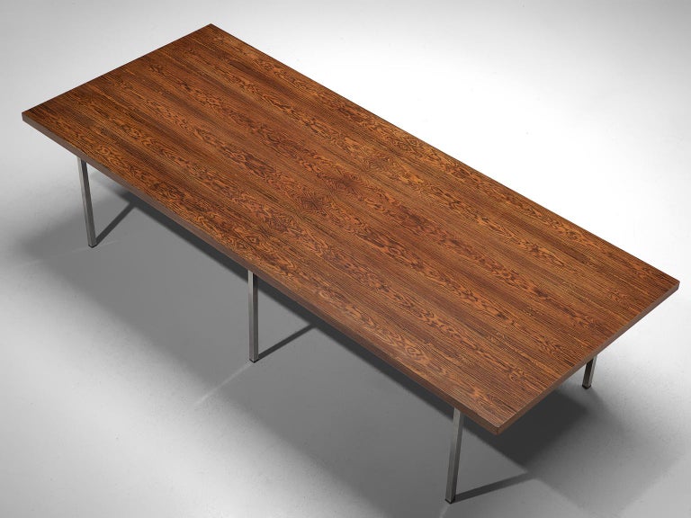 German Dining Table in Rosewood and Chromed Steel For Sale at 1stDibs