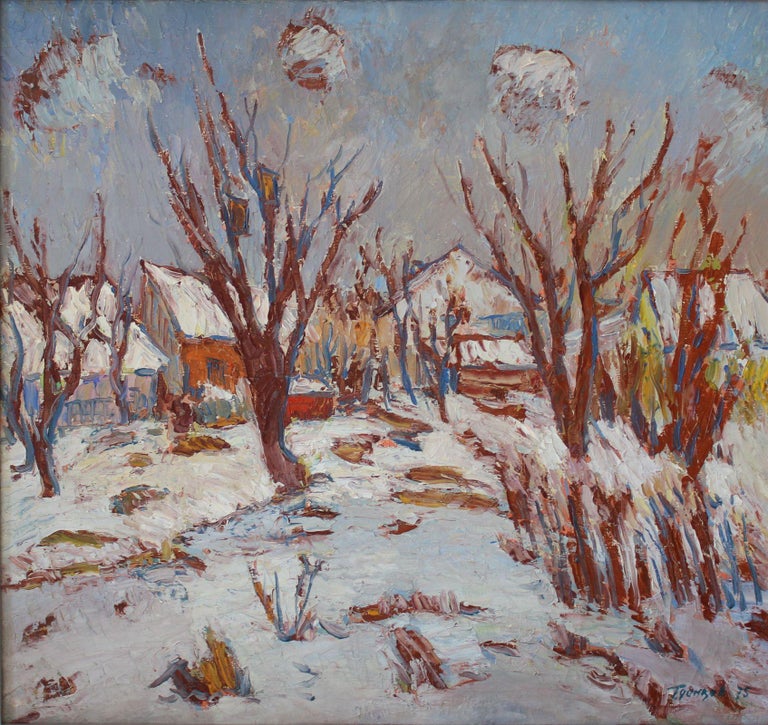 German Dontsov - Sunrise in winter 1975. Oil on canvas, 66x70 cm For ...