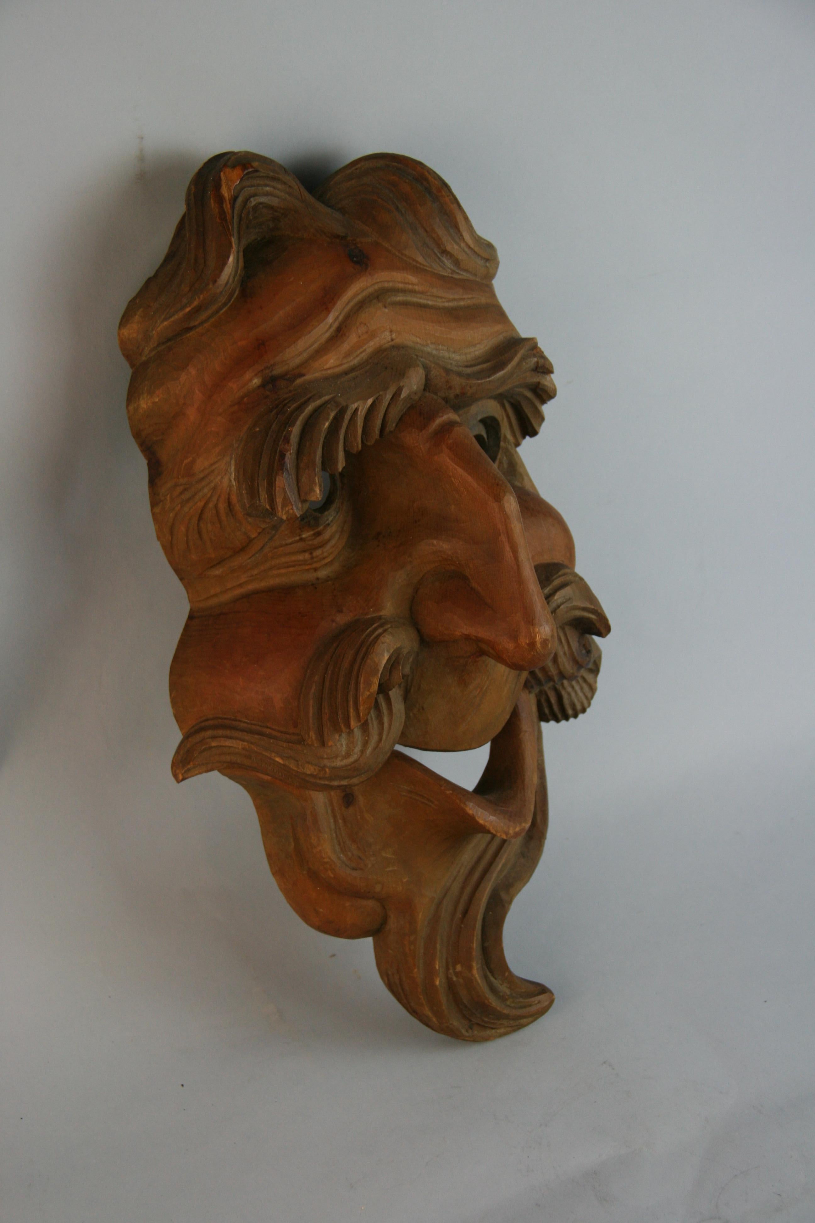 German Folk Art Hand Carved Mask/Sculpture For Sale at 1stDibs