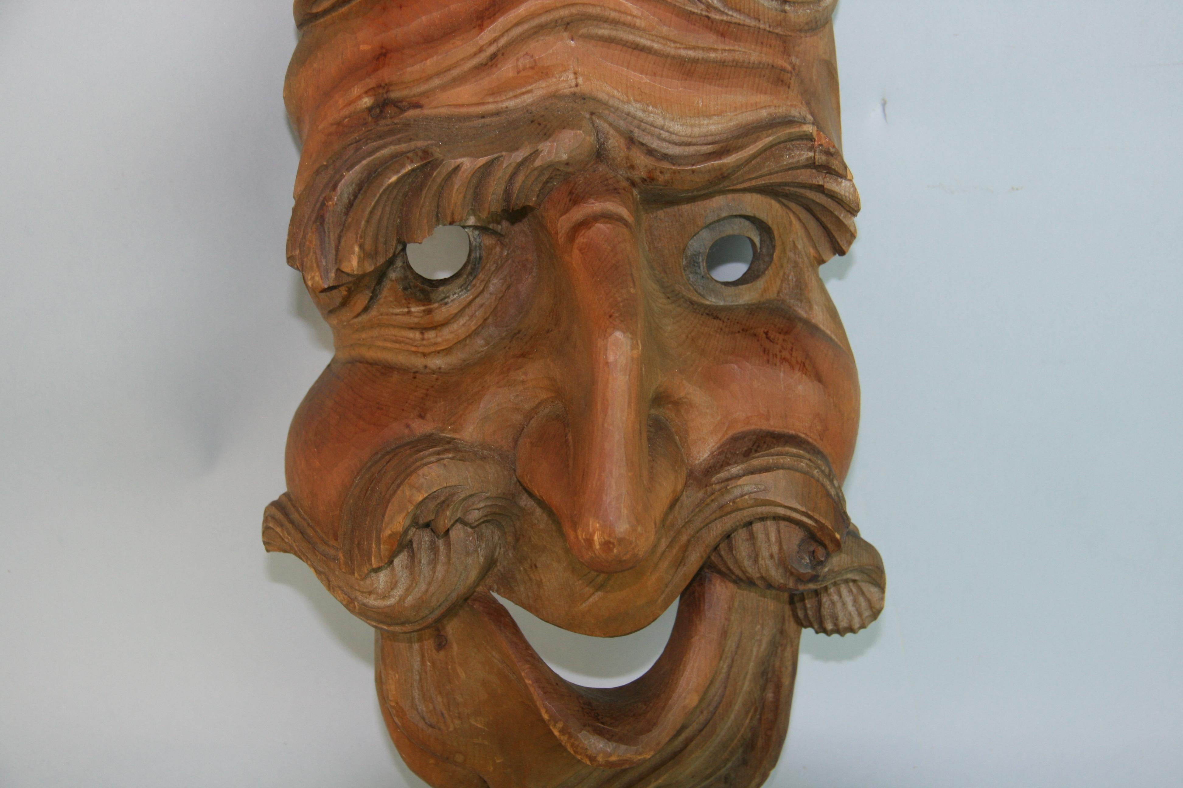 German Folk Art Hand Carved Mask/Sculpture For Sale at 1stDibs