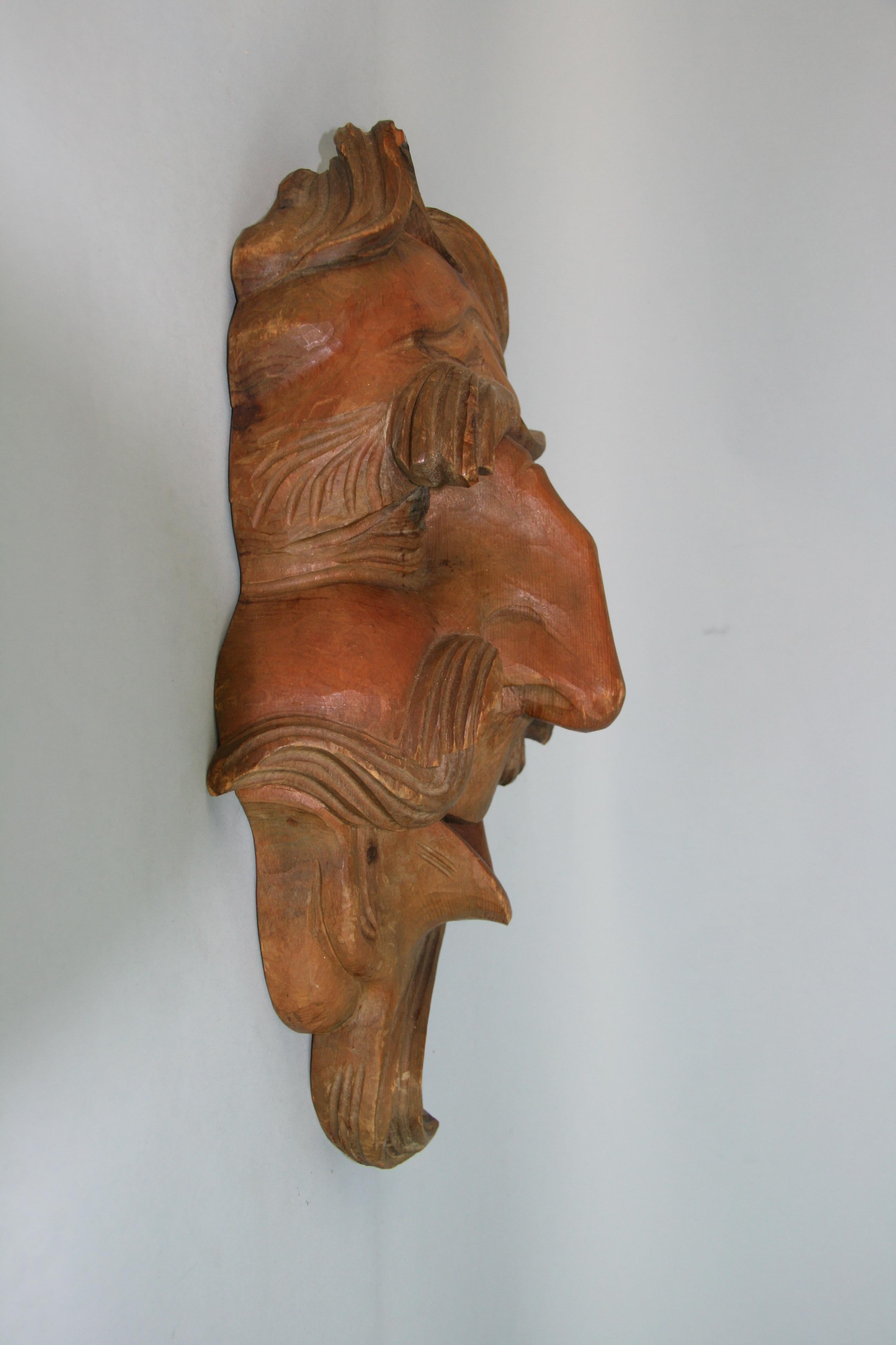 German Folk Art Hand Carved Mask/Sculpture For Sale at 1stDibs
