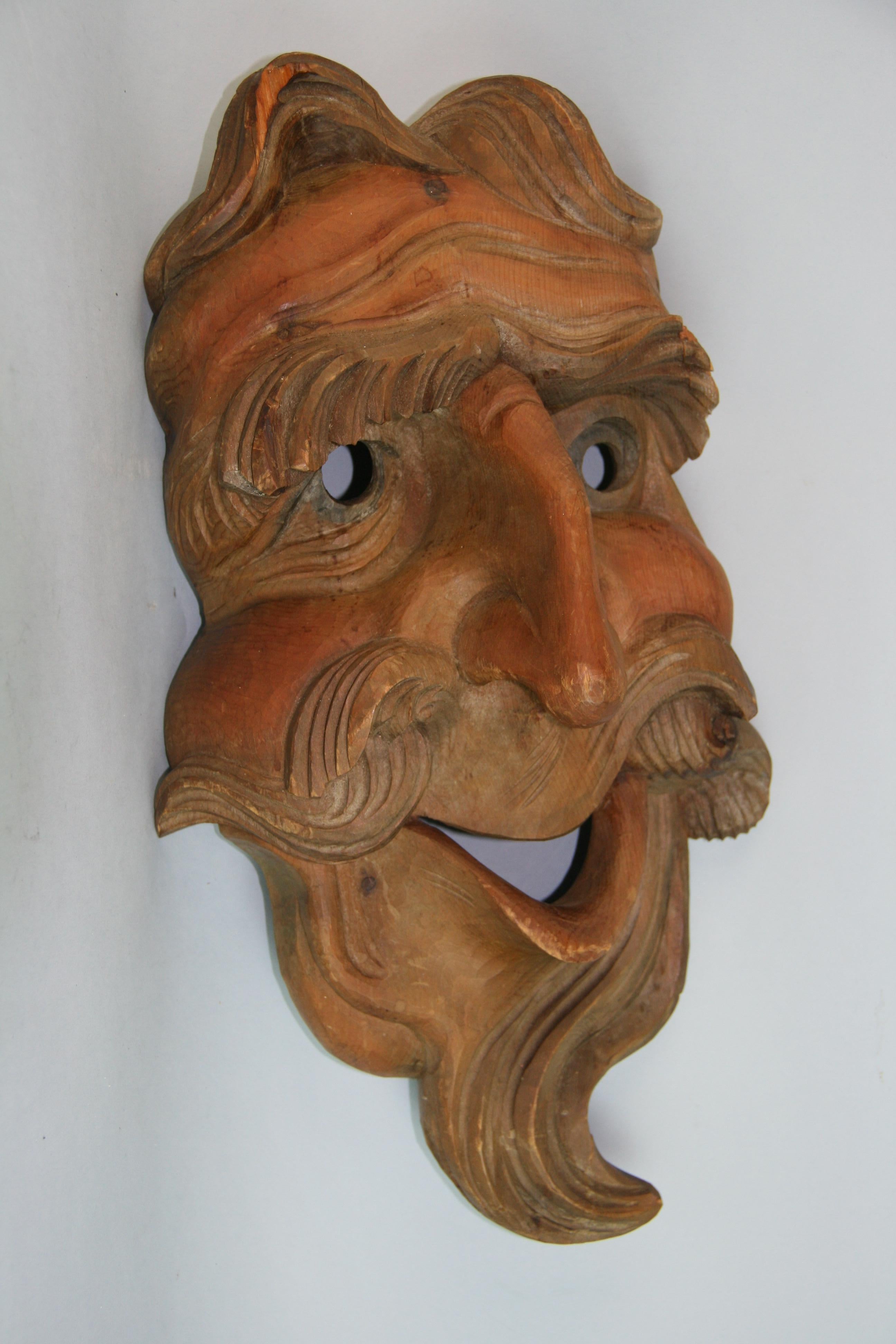 German Folk Art Hand Carved Mask/Sculpture For Sale at 1stDibs