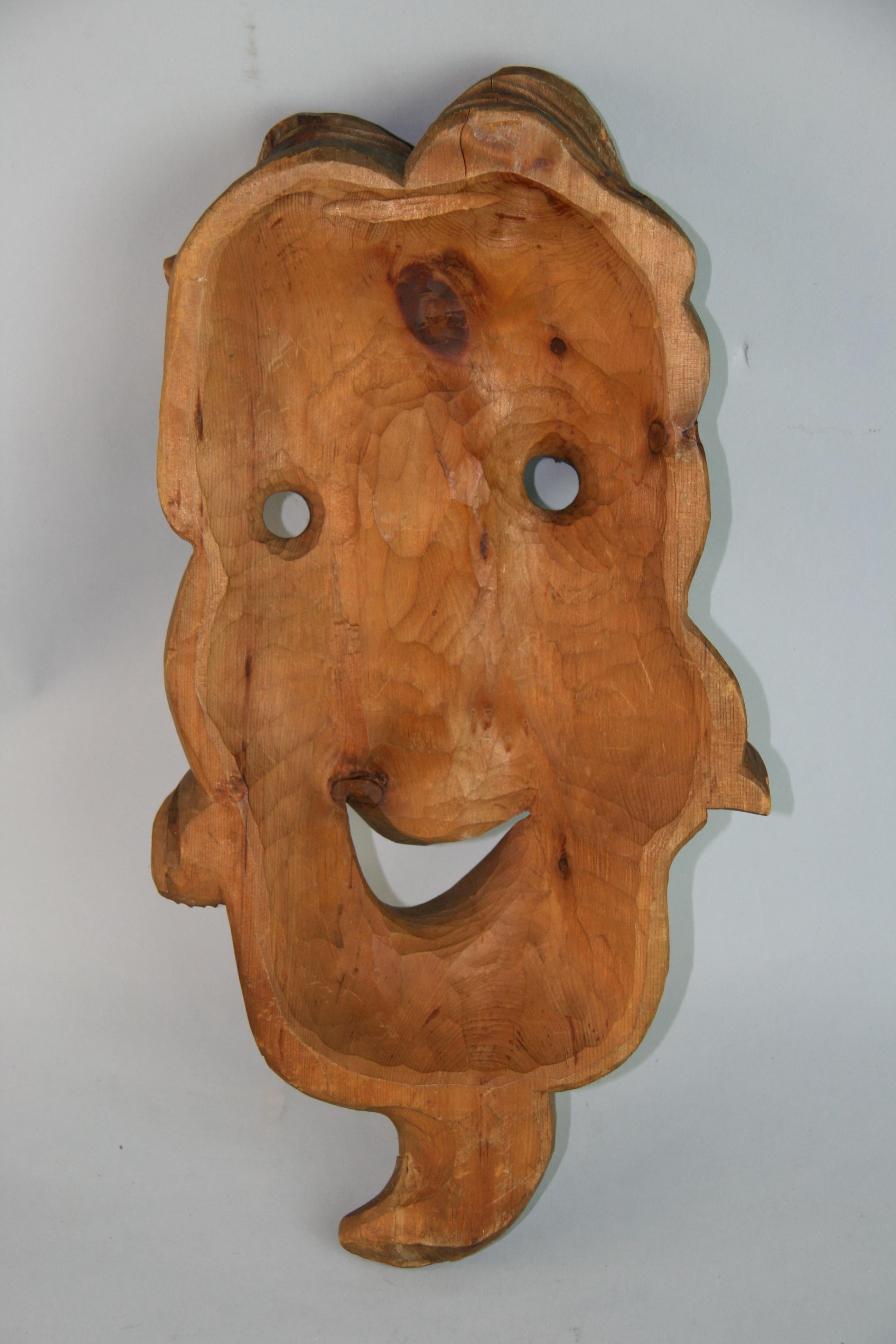 German Folk Art Hand Carved Mask/Sculpture For Sale at 1stDibs
