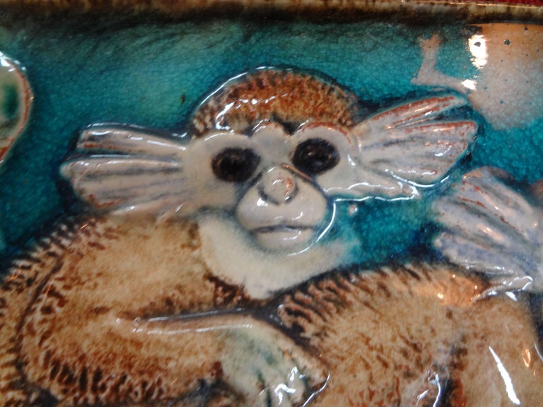 German Glazed Terracotta Monkey Tile by Karlshrue For Sale at 1stDibs