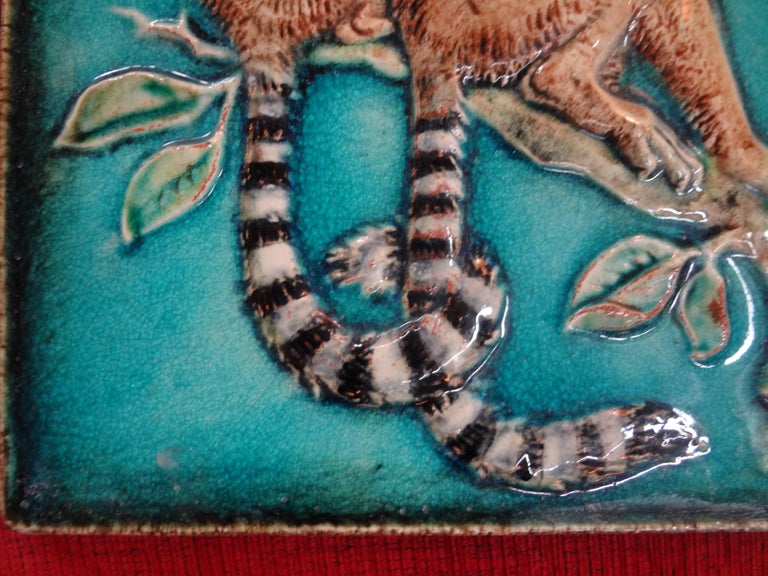 German Glazed Terracotta Monkey Tile by Karlshrue For Sale at 1stDibs