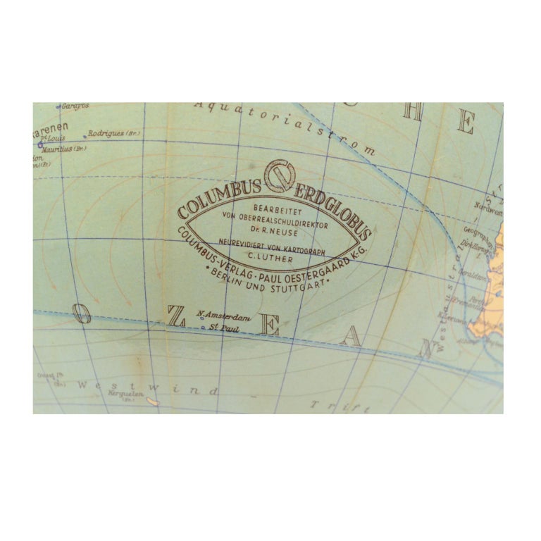 German Globe Columbus Erdglobus Made in the 1940s Wooden Base at 1stDibs