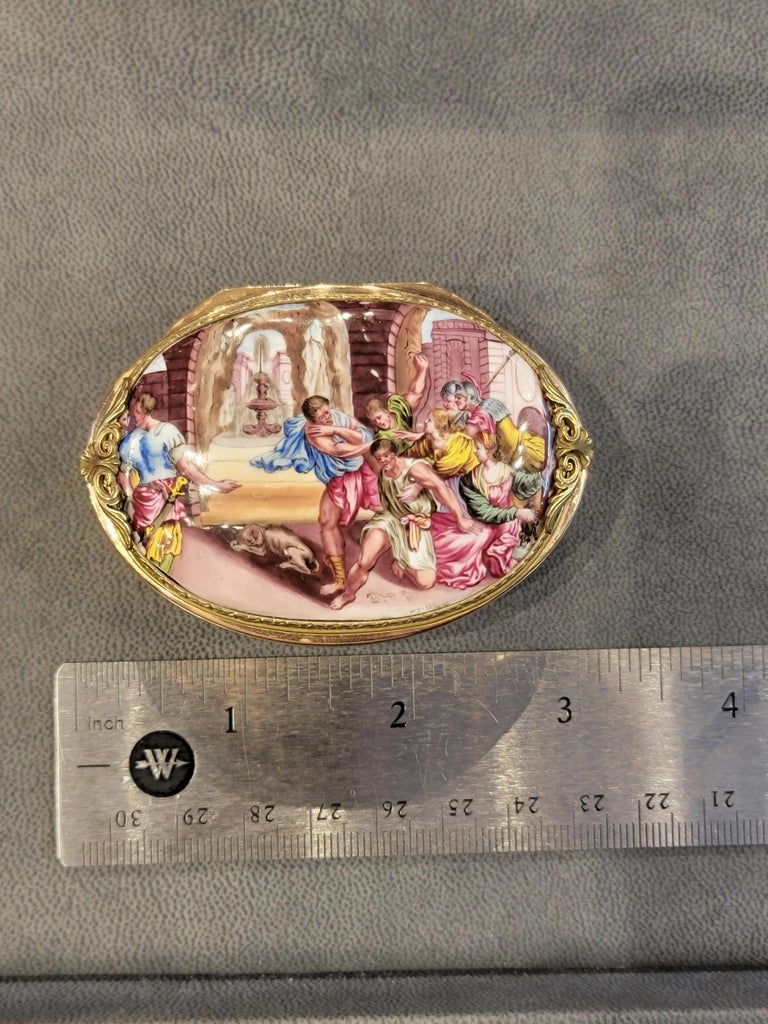 German Gold and Porcelain Snuff Box For Sale at 1stDibs