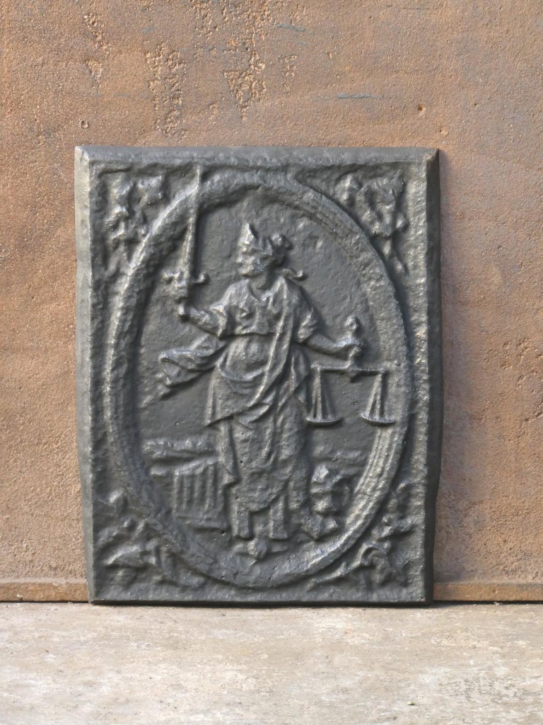 German Gothic Style 'Justice' Fireback For Sale at 1stDibs