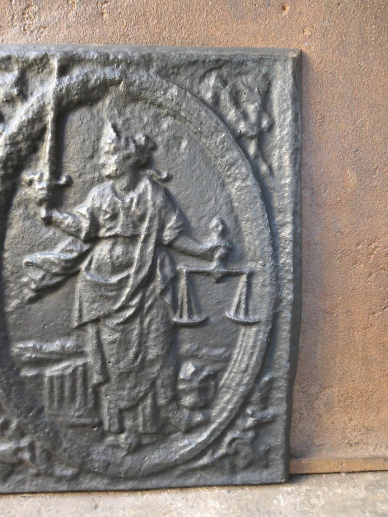 German Gothic Style 'Justice' Fireback For Sale at 1stDibs