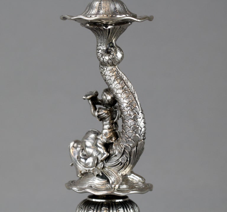 German Hanau Silver Pair of Candlesticks, Georg Roth and Co, 19th ...