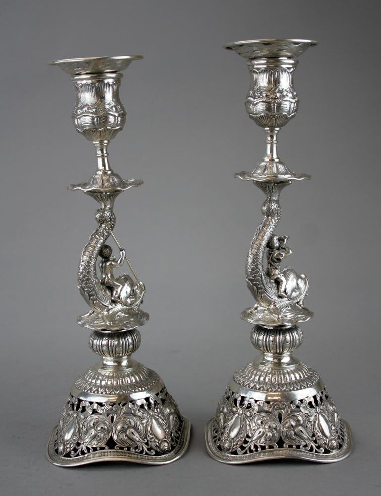 German Hanau Silver Pair of Candlesticks, Georg Roth and Co, 19th ...