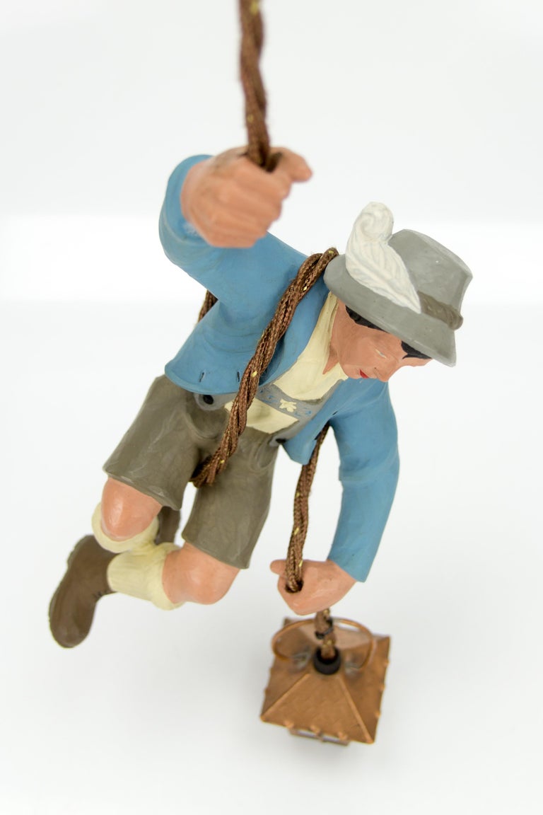 German Hand Carved and Painted Figure Bavarian Mountain Climber with ...