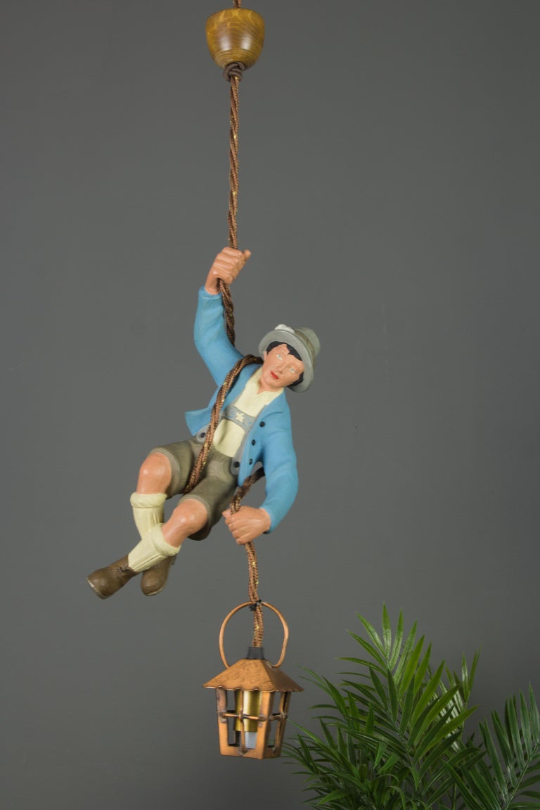 German Hand Carved and Painted Figure Bavarian Mountain Climber with ...