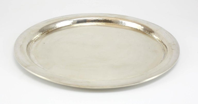 German Handarbeit .900 Silver Circular Hand Hammered Tray, Makers Mark ...