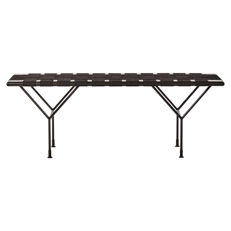 German Handmade Bench Made of Blackened Oak, Coated Steel and Black ...