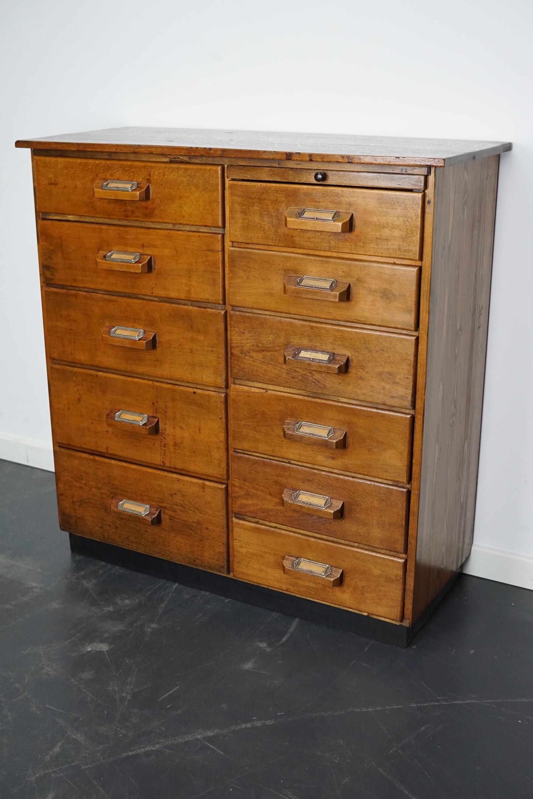German Industrial Beech and Oak Apothecary Cabinet, Mid-20th Century at ...