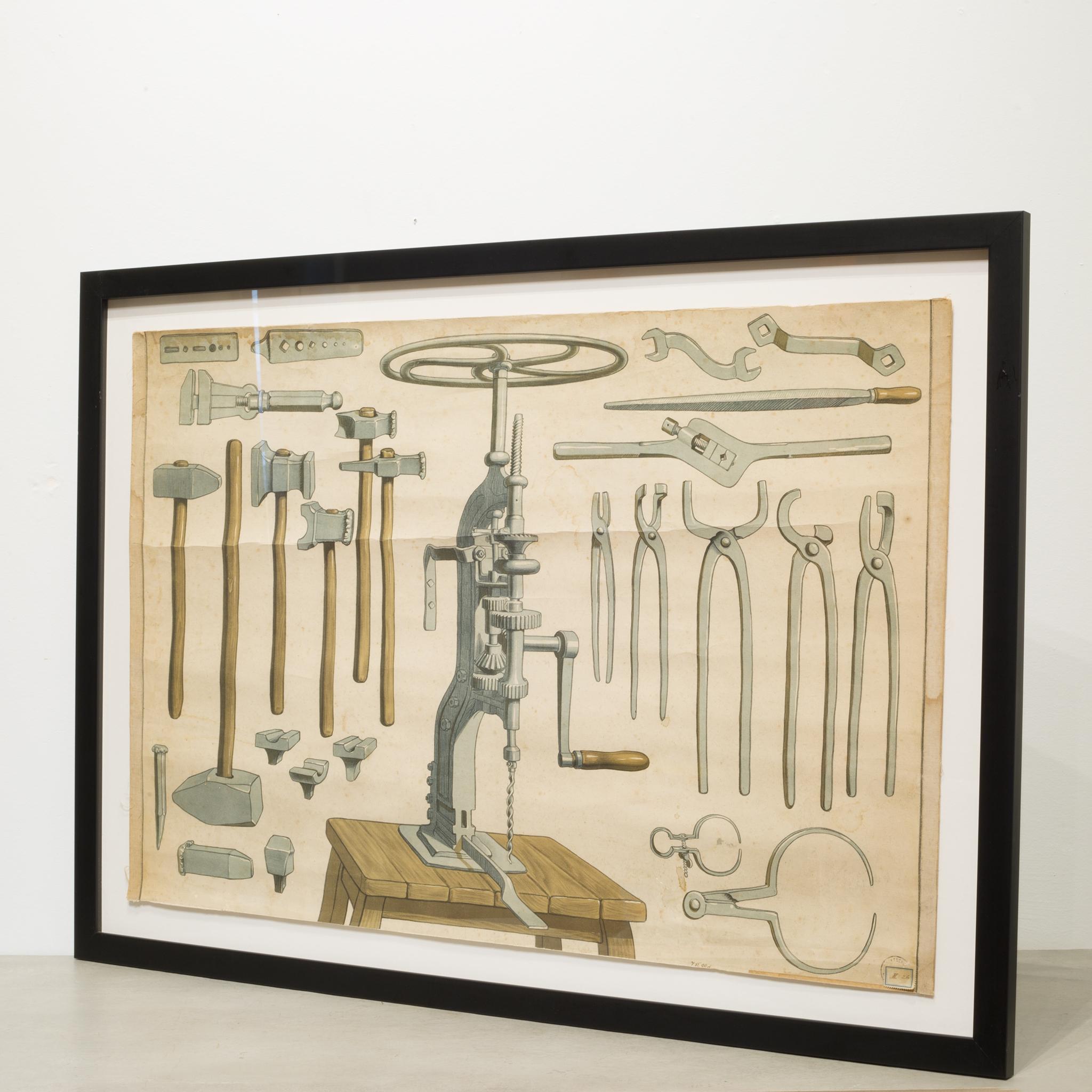 German Industrial Framed Elementary School Scrolls, circa 1930 at 1stDibs