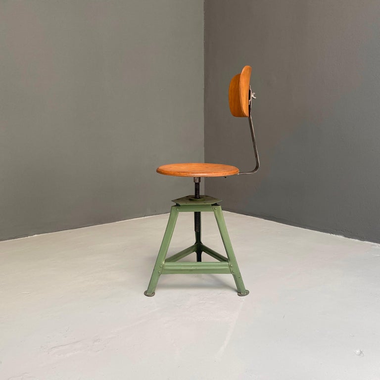 German Industrial Wood and Metal Adjustable Chair, 1930s For Sale at ...