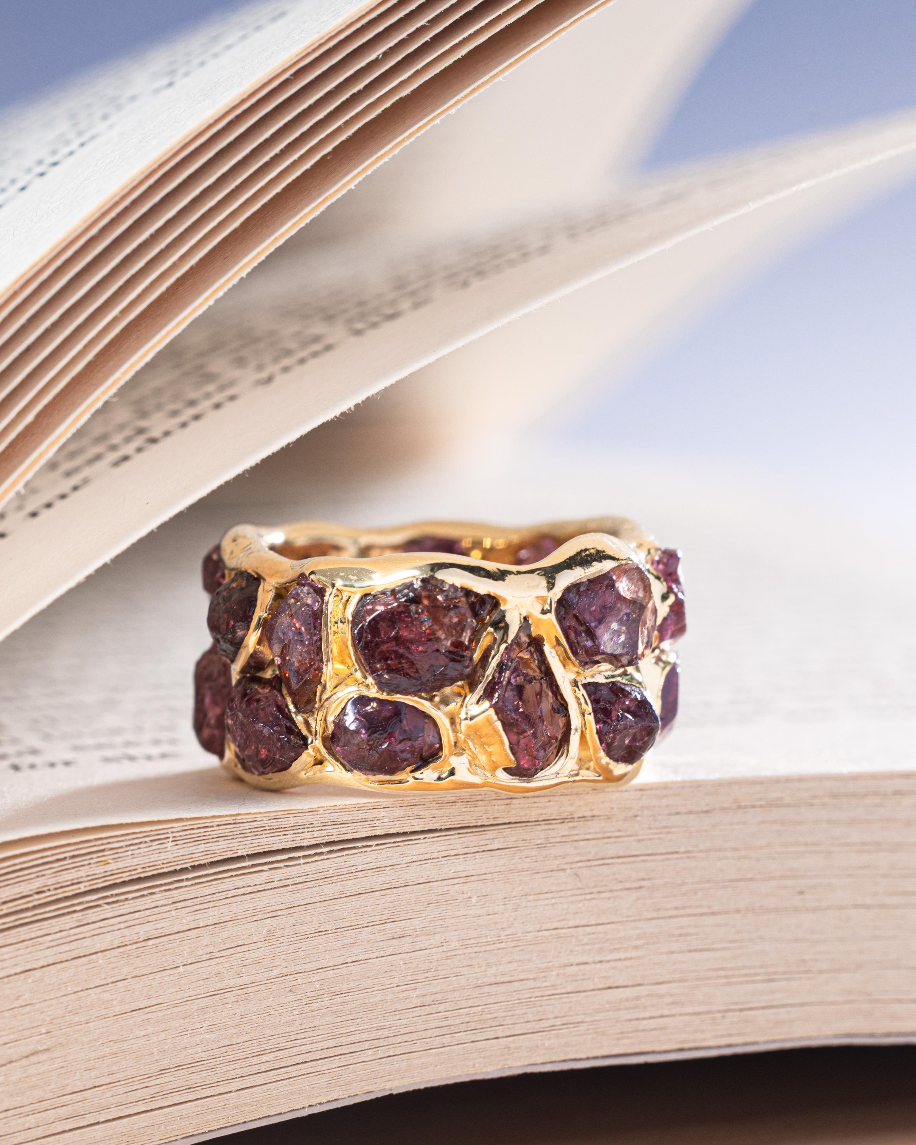 German Kabirski Enyo Rough Garnet Gold Plated Silver RIng For Sale at ...