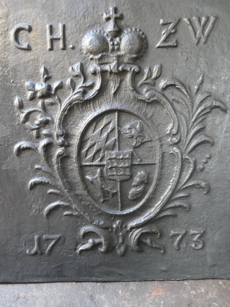 German Louis XIV Style 'Coat of Arms' Fireback For Sale at 1stDibs