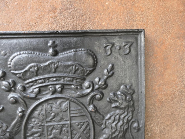 German Louis XIV Style 'Coat of Arms' Fireback For Sale at 1stDibs