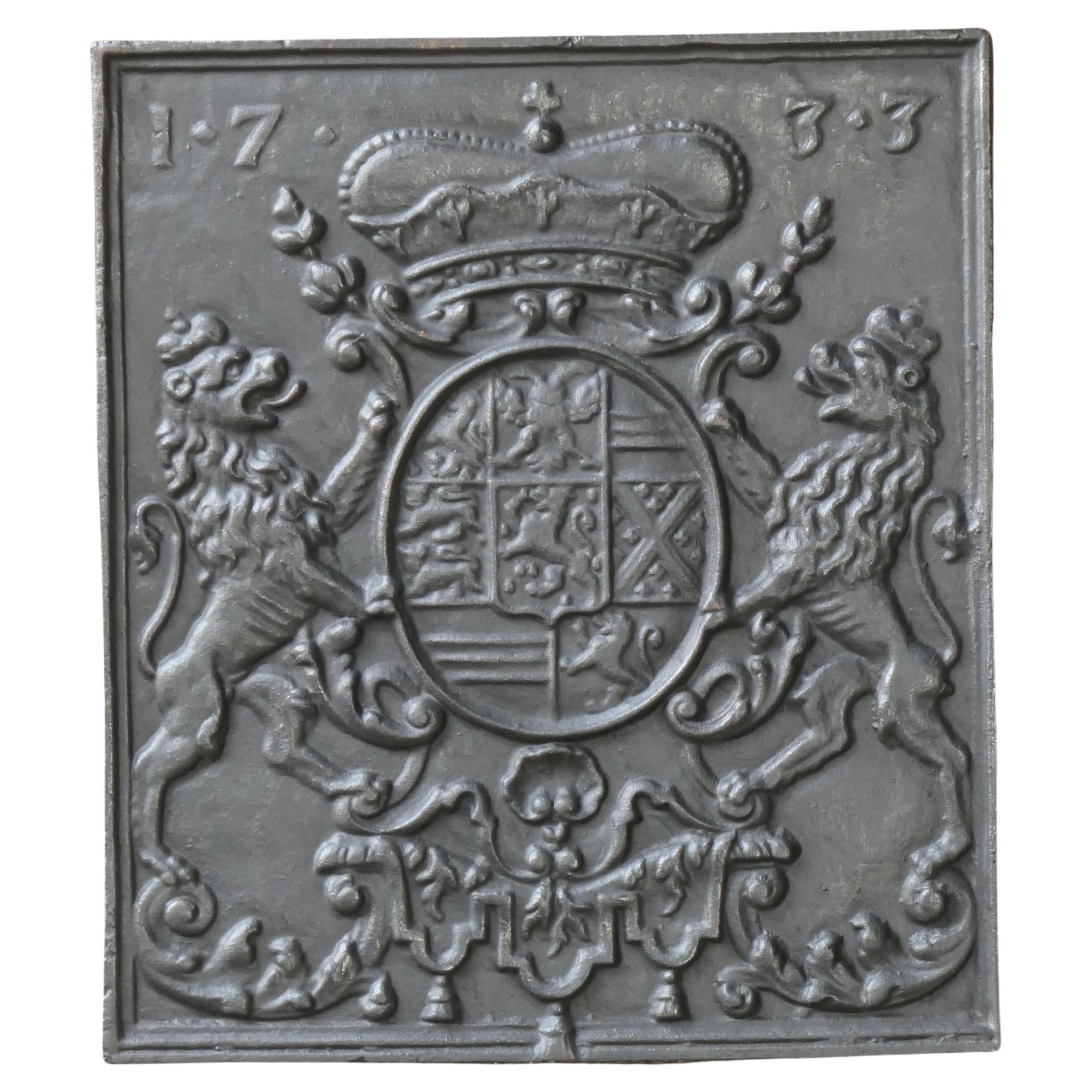 French Louis XIV Style 'Coat of Arms' Fireback at 1stDibs