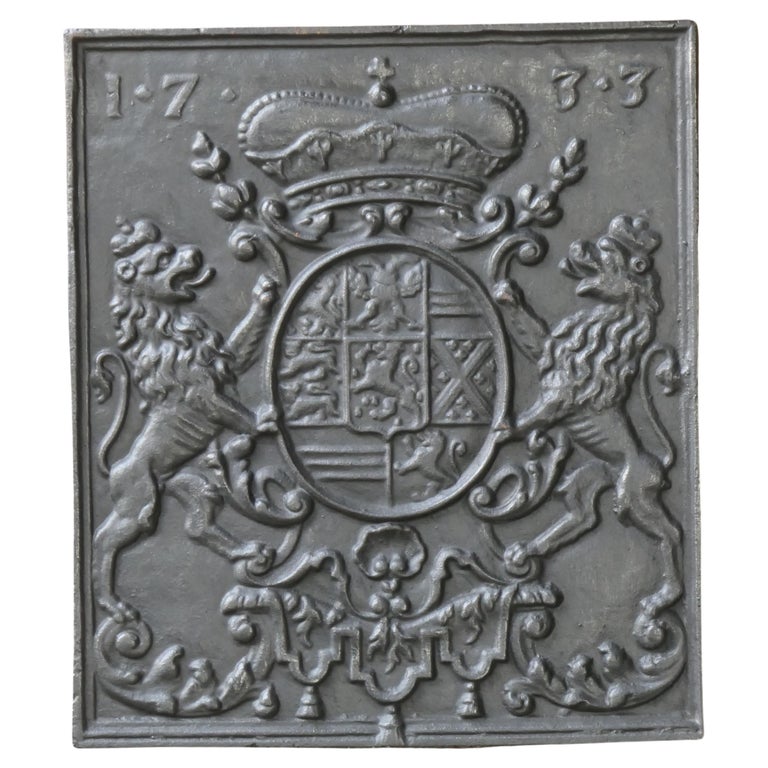German Louis XIV Style 'Coat of Arms' Fireback For Sale at 1stDibs