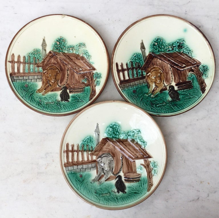 German Majolica Cat Wall Plate, circa 1900 For Sale at 1stDibs