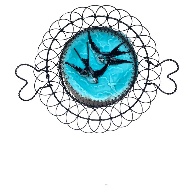 German Majolica Wire Basket Plate, circa 1900 For Sale at 1stDibs