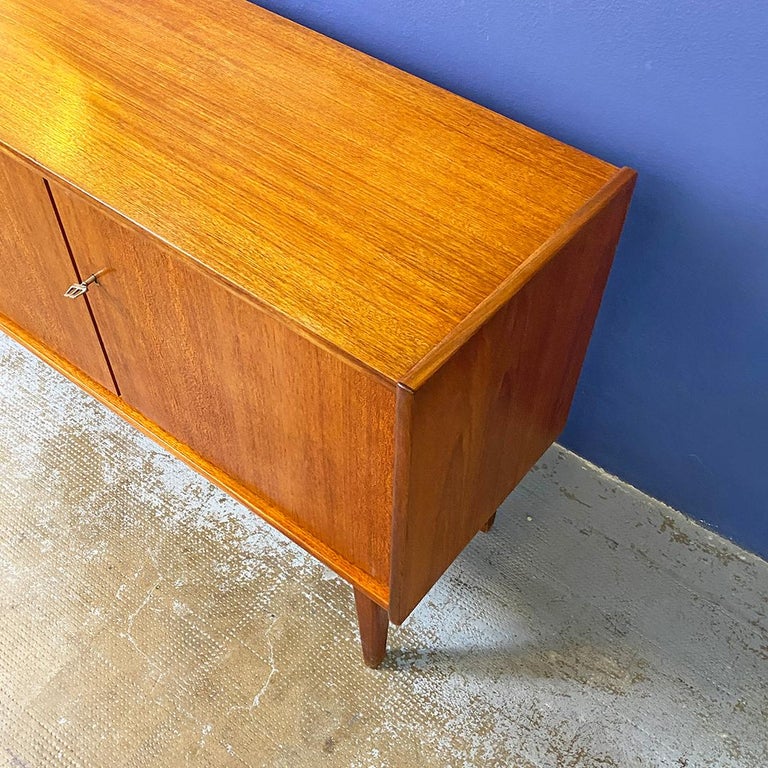 German Mid Century Dark Teak Sideboard with Hinged Doors by Bartels ...