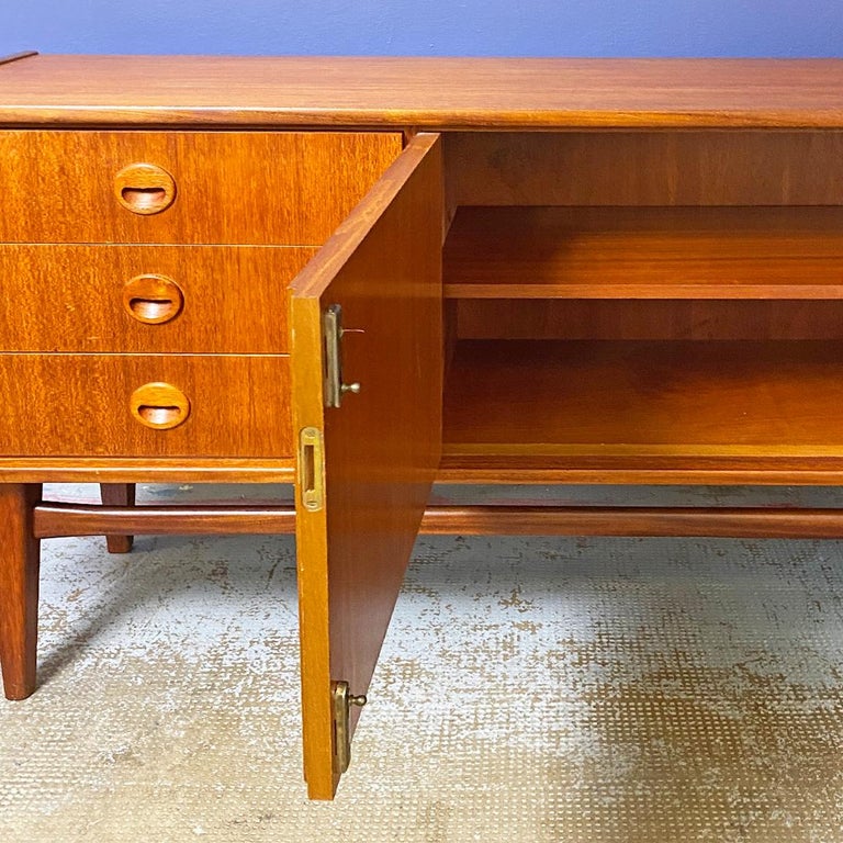 German Mid Century Dark Teak Sideboard with Hinged Doors by Bartels ...
