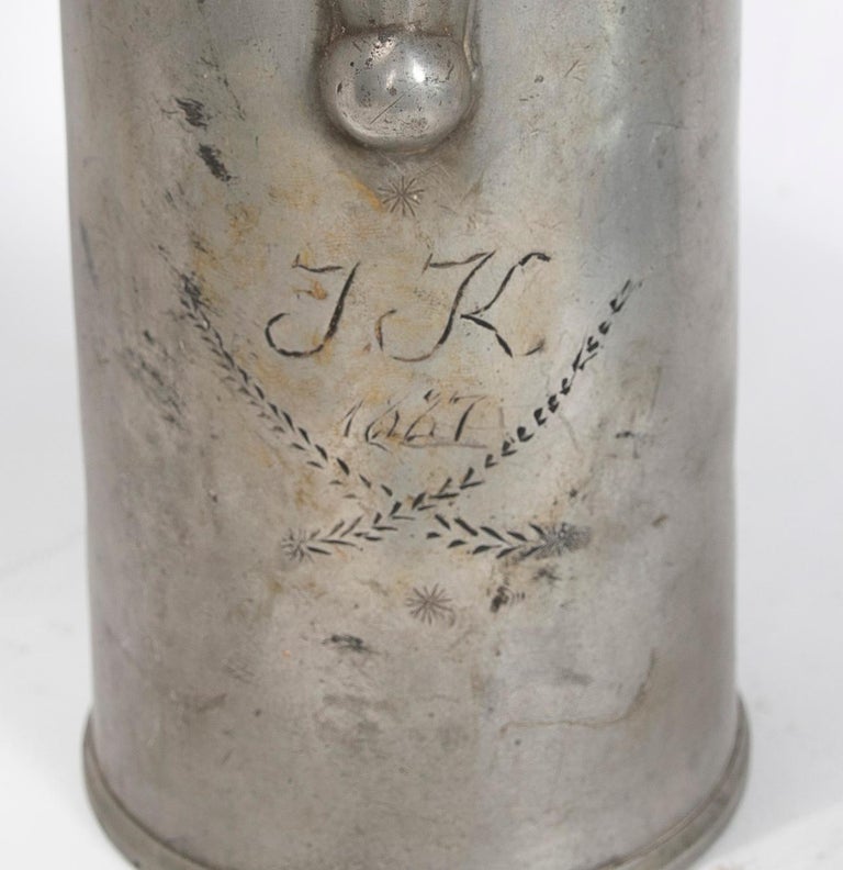 German Pewter Jug Signed and Dated Jk, 1887 For Sale at 1stDibs