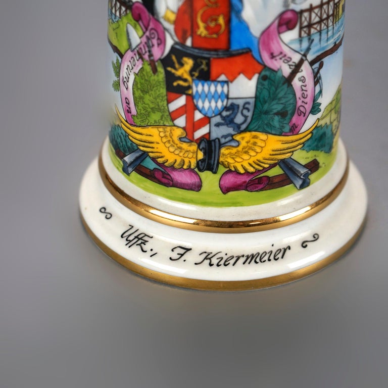 German Porcelain Stein with Figural Railroad Finial 20th C at 1stDibs