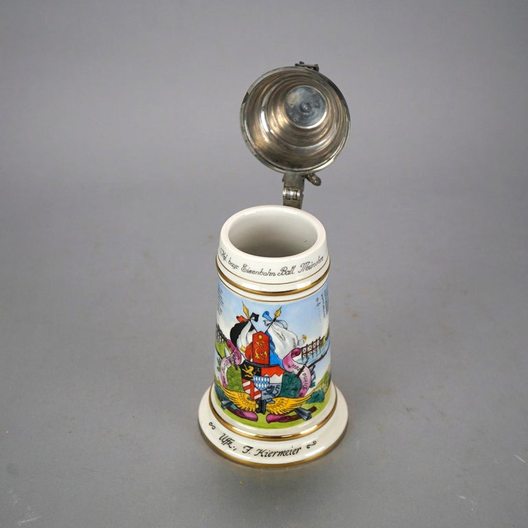 German Porcelain Stein with Figural Railroad Finial 20th C at 1stDibs