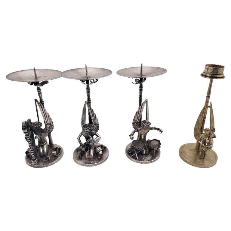 German Rare Set of 4 Sterling Silver Pricket Sticks/ Candlesticks For ...