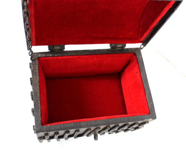 German Renaissance Revival Wrought Iron Strong Box with Lock Chain at ...