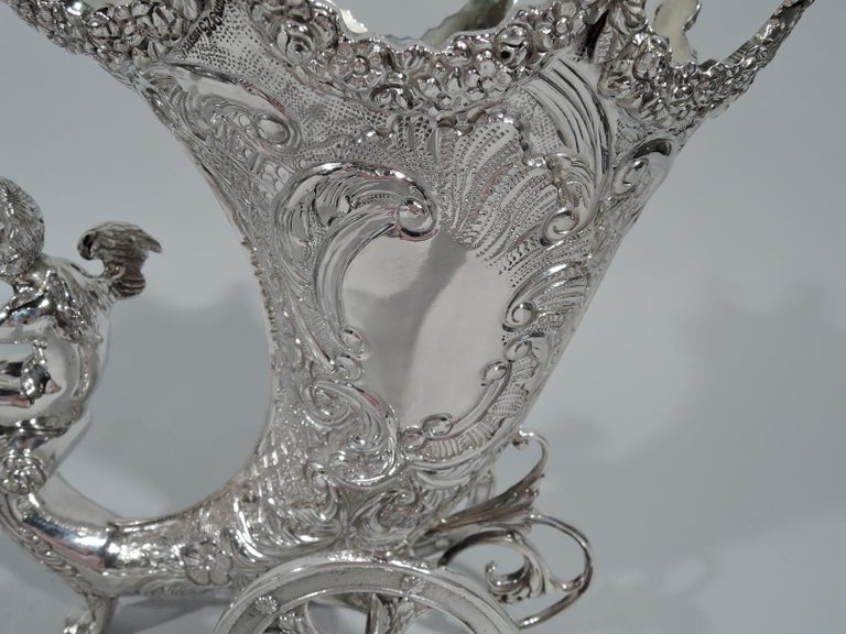 German Rococo Revival Sterling Silver Centerpiece Cornucopia Vase For ...