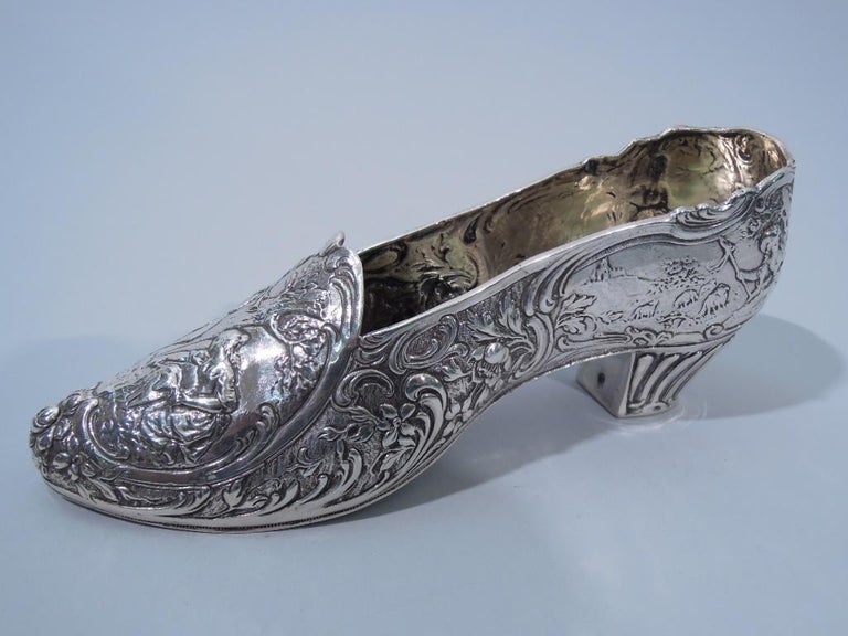 German Rococo Sterling Silver Lady's Shoe For Sale at 1stDibs