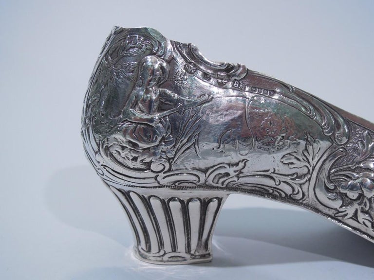 German Rococo Sterling Silver Lady's Shoe For Sale at 1stDibs