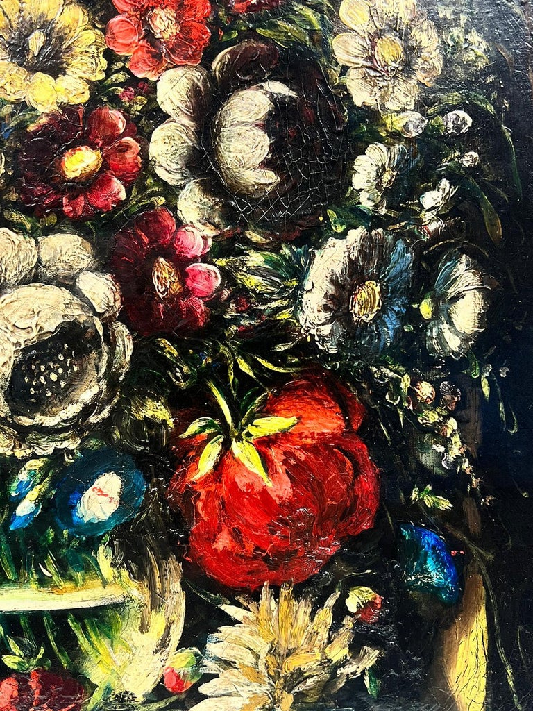 German School - Classical Still Life Flowers in Glass Bowl, Old Master ...