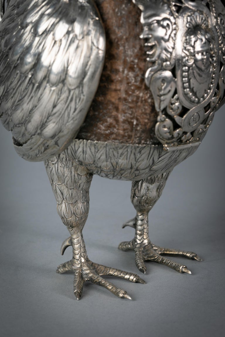 German Silver and Coconut Turkey, circa 1890 For Sale at 1stDibs