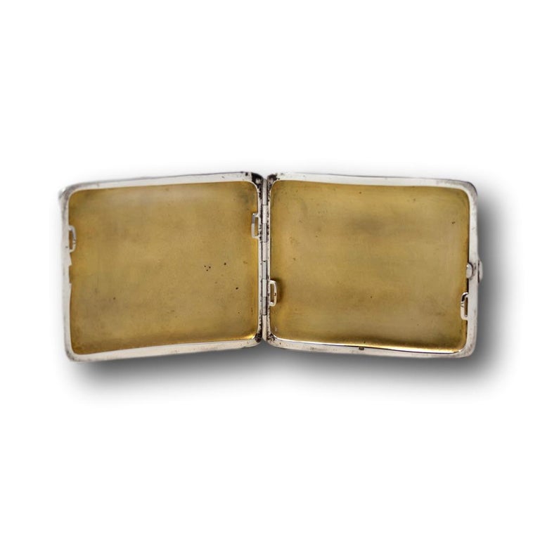 German Silver and Enamel Cigarette Case The Bleriot XI For Sale at 1stDibs