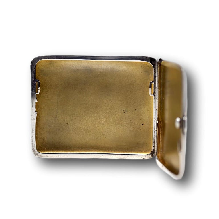 German Silver and Enamel Cigarette Case The Bleriot XI For Sale at 1stDibs