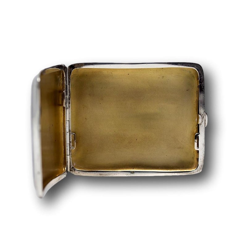 German Silver and Enamel Cigarette Case The Bleriot XI For Sale at 1stDibs