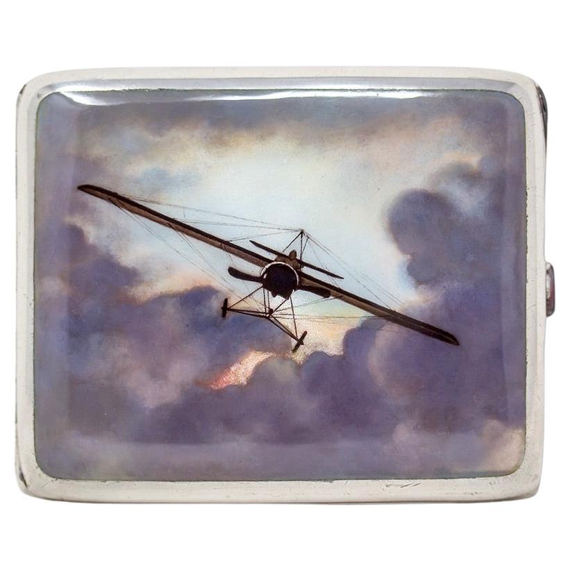 Sterling Silver Art Deco Cigarette Case with Jeweled Cabochon Clasp at ...