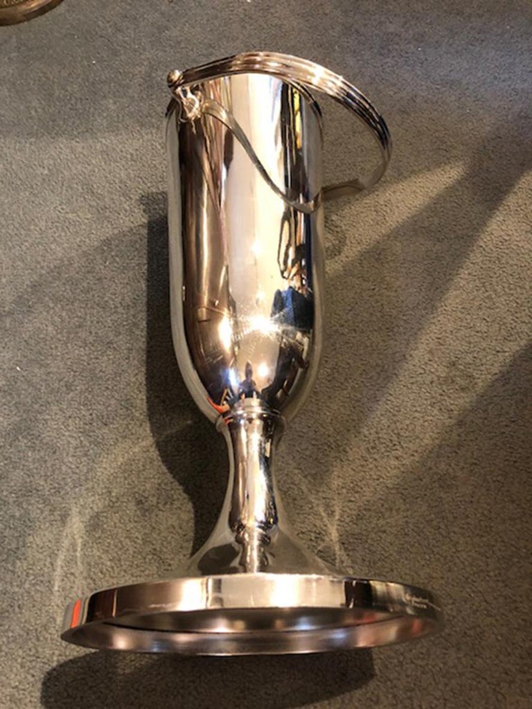 German Silver Plate Footed Wine Bucket W/Insert and Handle at 1stDibs