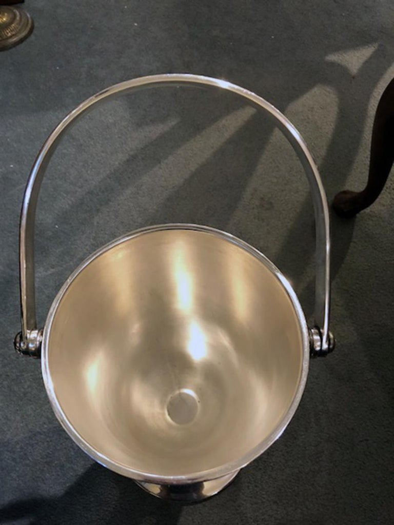 German Silver Plate Footed Wine Bucket W/Insert and Handle at 1stDibs