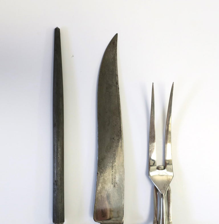 German Stainless Steel Knife Fork Carving Set Mother of Pearl Handles ...